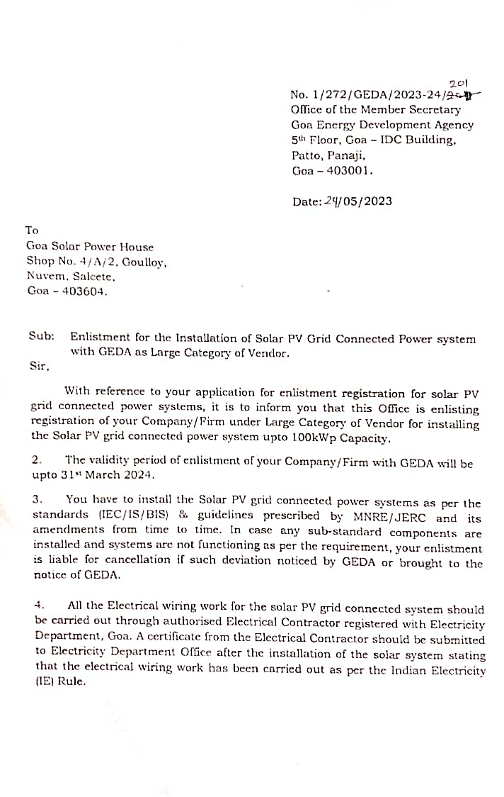 Home Goa Solar Power House